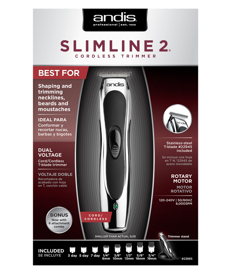 ANDIS SlimLine 2 Cord/Cordless Trimmer (Chrome) — BarberSupplies Canada